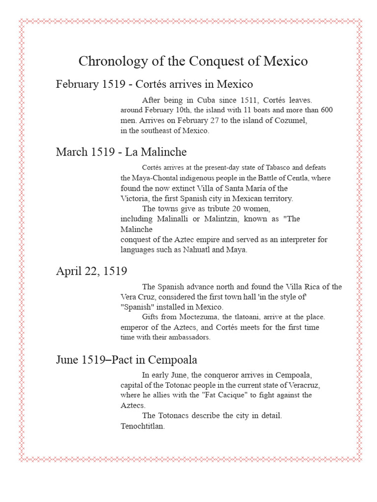 Chronology of The Conquest of Mexico | PDF | Hernán Cortés | Former ...