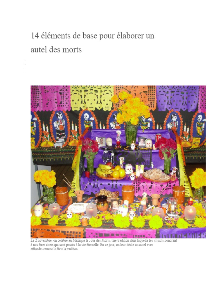 Élaborer un autel pour le Jour des Morts | PDF