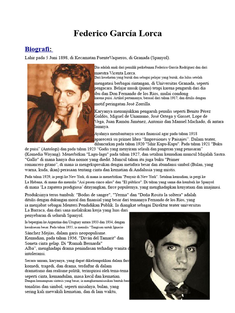 Biografi Federico García Lorca | PDF