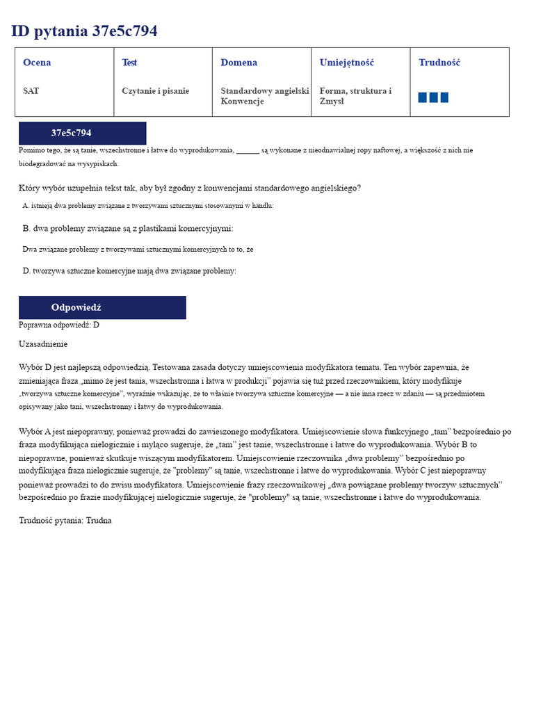Forma, Struktura I Sens (Trudne) Odpowiedzi | PDF