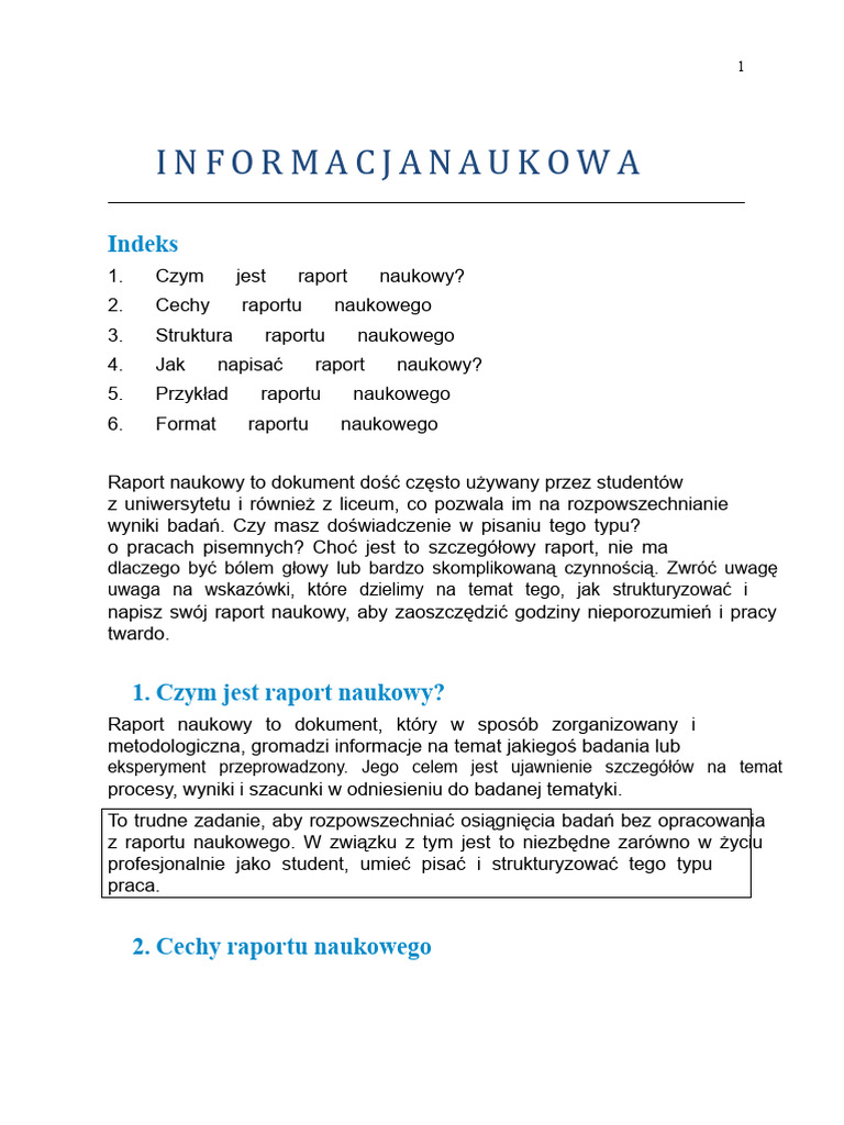 Format Raportu Naukowego - Format Teoria I Przykład | PDF