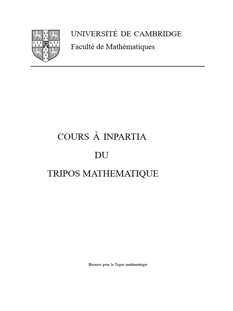 Horaires et Cours du Tripos Mathématique | PDF | Mathématiques | Module ...