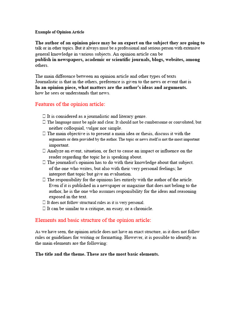 Example of An Opinion Article | PDF | Knowledge | Opinion
