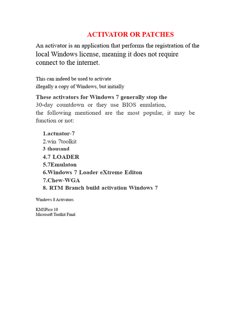 Activators in Windows Operating System | PDF