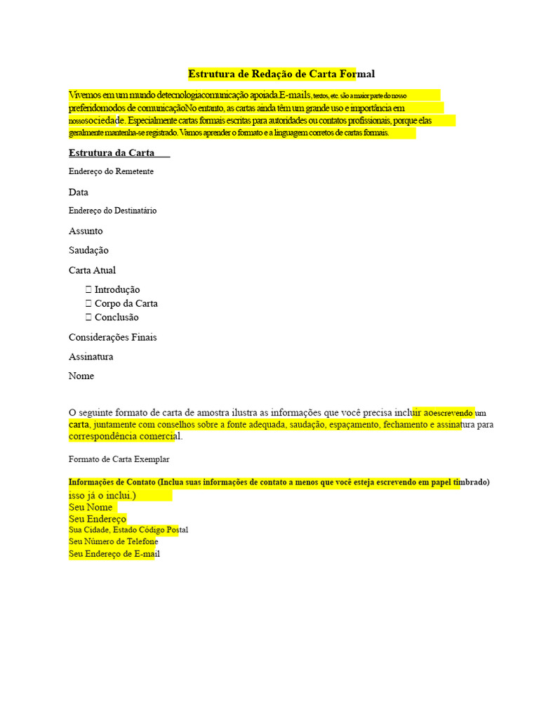 Estrutura de Carta Formal | PDF | Revisão