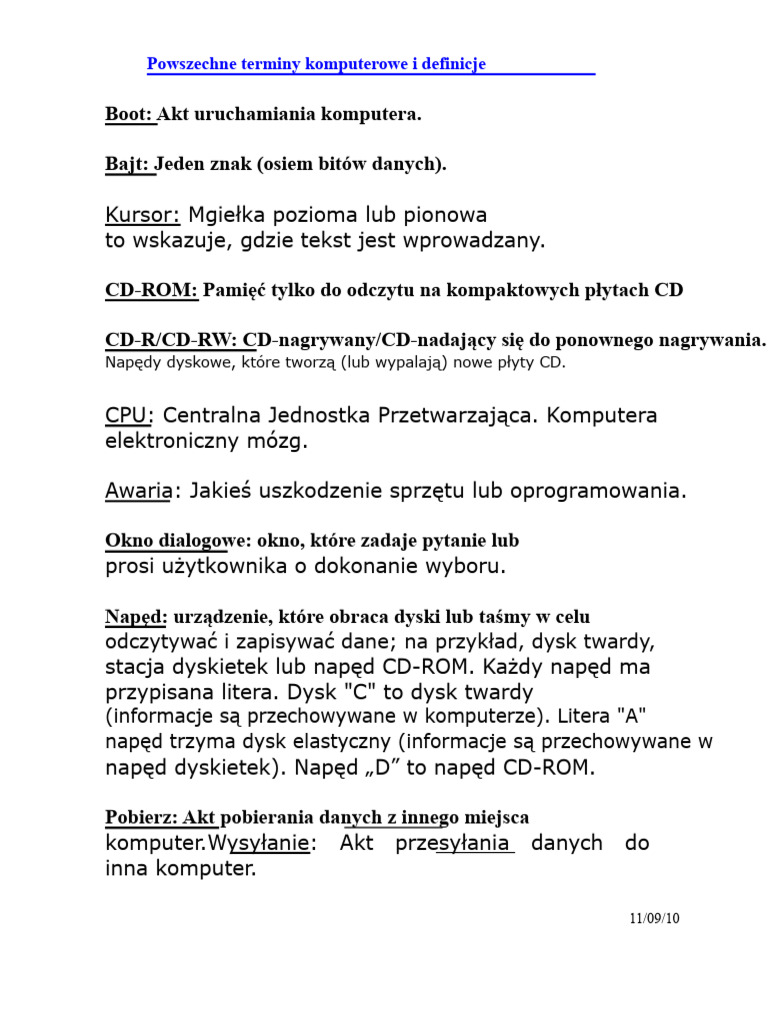 Powszechne Terminy Komputerowe I Definicje | PDF