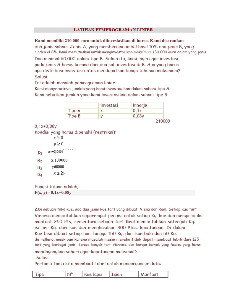 Latihan Pemrograman Linier | PDF
