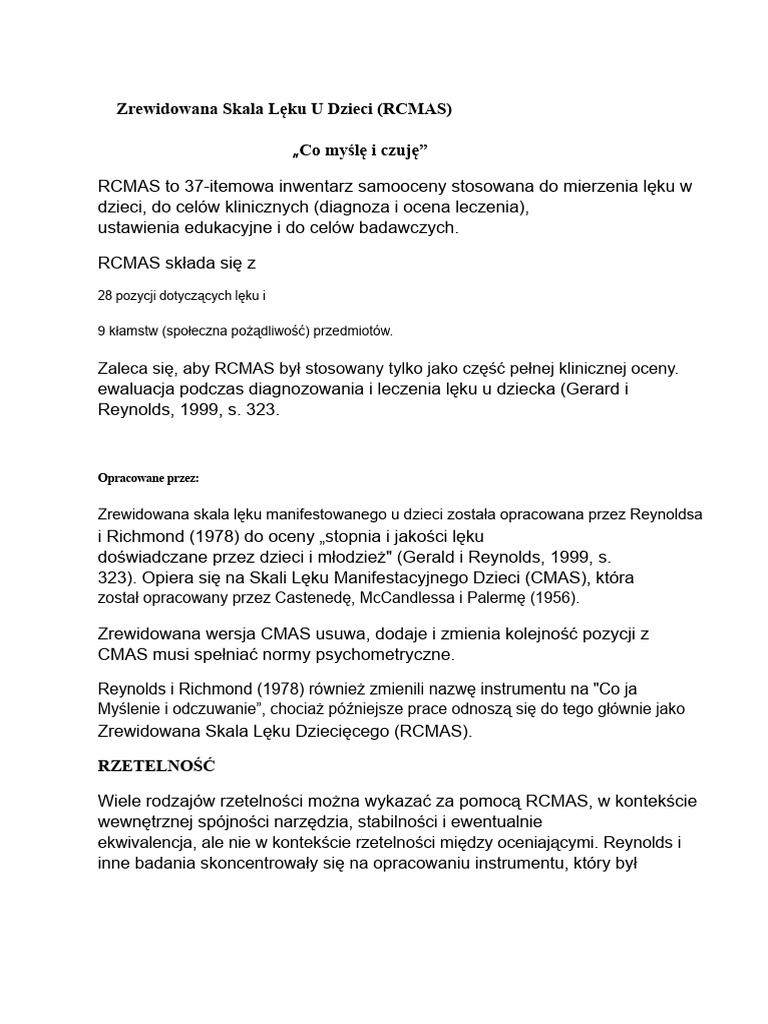 Ocena RCMAS | PDF