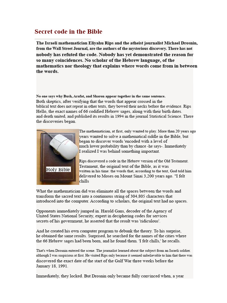 Secret Code in The Bible | PDF | Hebrew Bible | Bible