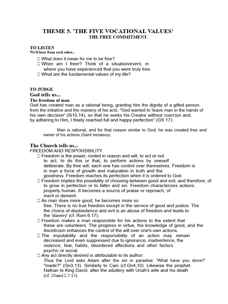 The five vocational values | PDF | Deacon | Catholic Church