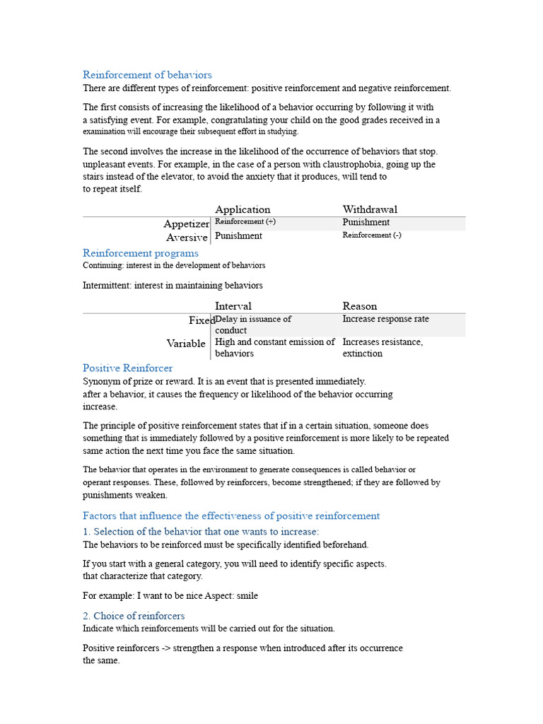 Understanding Behavior Reinforcement Techniques | PDF | Reinforcement ...