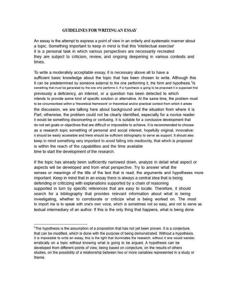 Guidelines For Writing An Essay | PDF | Hypothesis | Essays