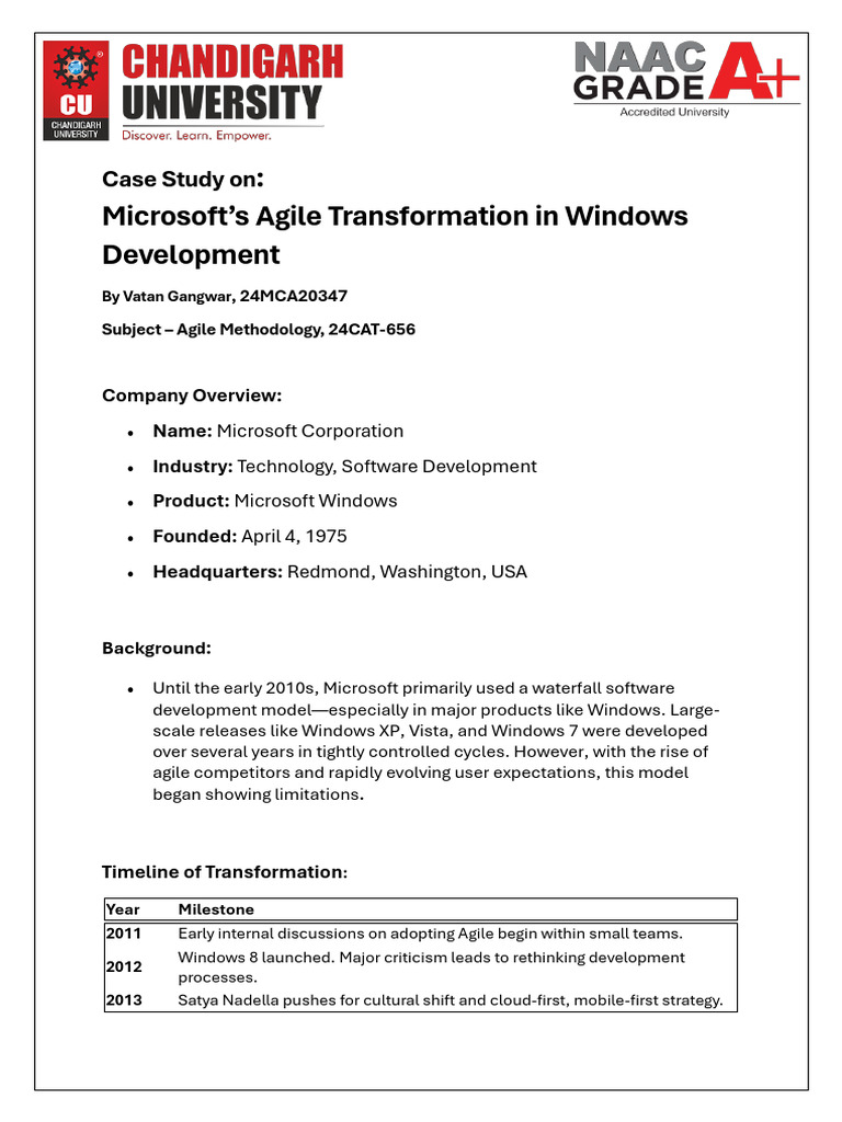 Microsoft Agile Transformation Case Study | PDF | Agile Software ...