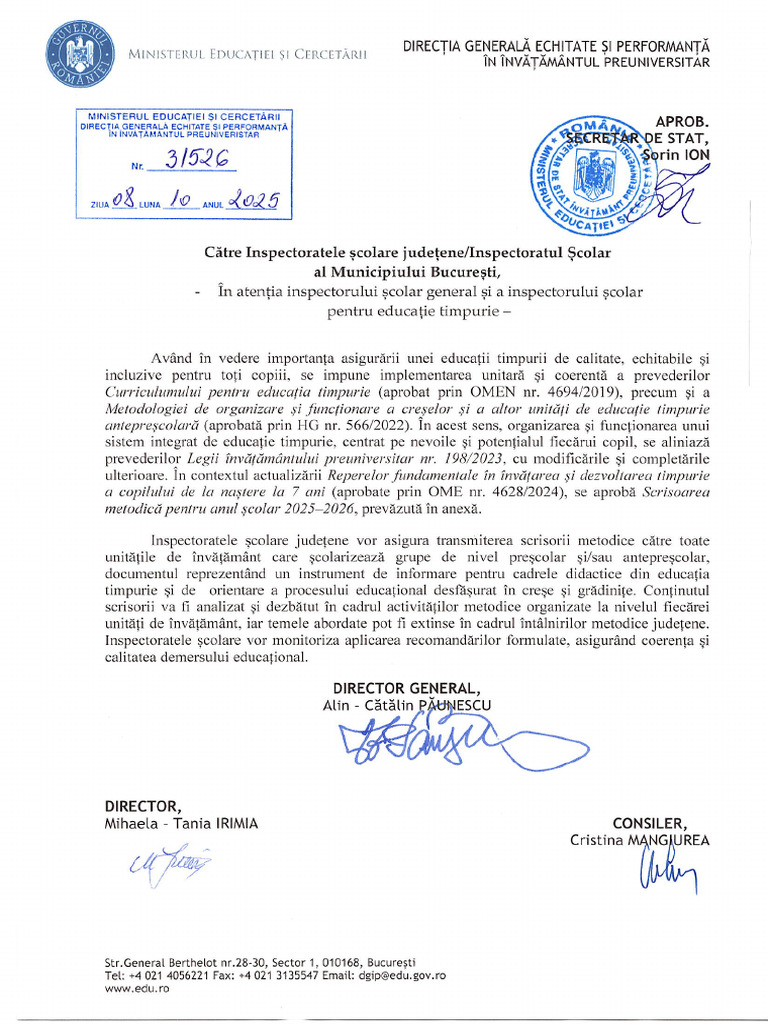 Scrisoarea Metodica ET - 2025 | PDF