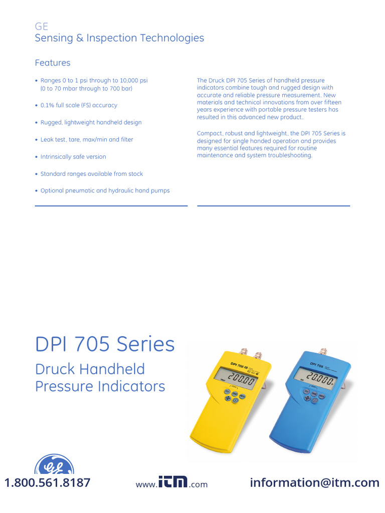 Druck Dpi705 300g Pitot Tubes Sensor Datasheet | PDF | Calibration ...