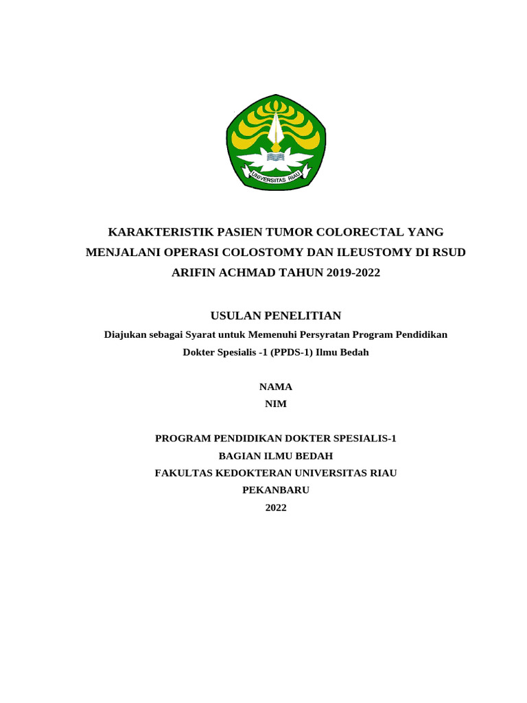 Komplikasi Stoma Pada Pasien Tumor Colorectal Post Operasi Colostomy ...