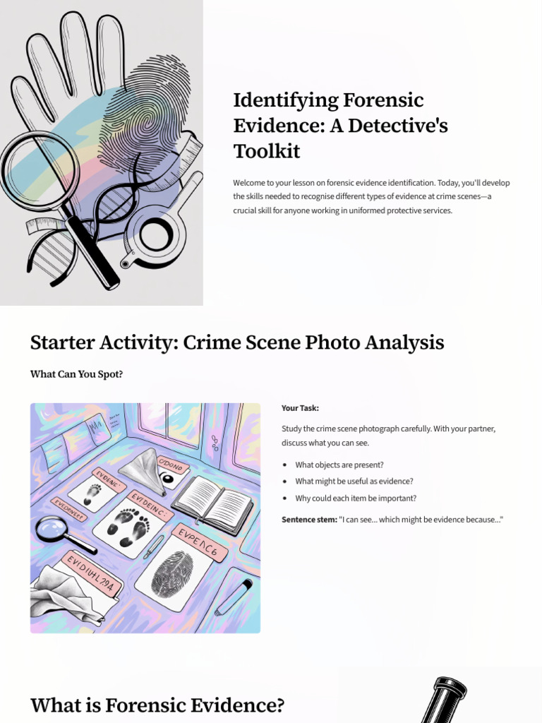 Forensic Evidence Identification Guide | PDF | Forensic Science | Crime ...