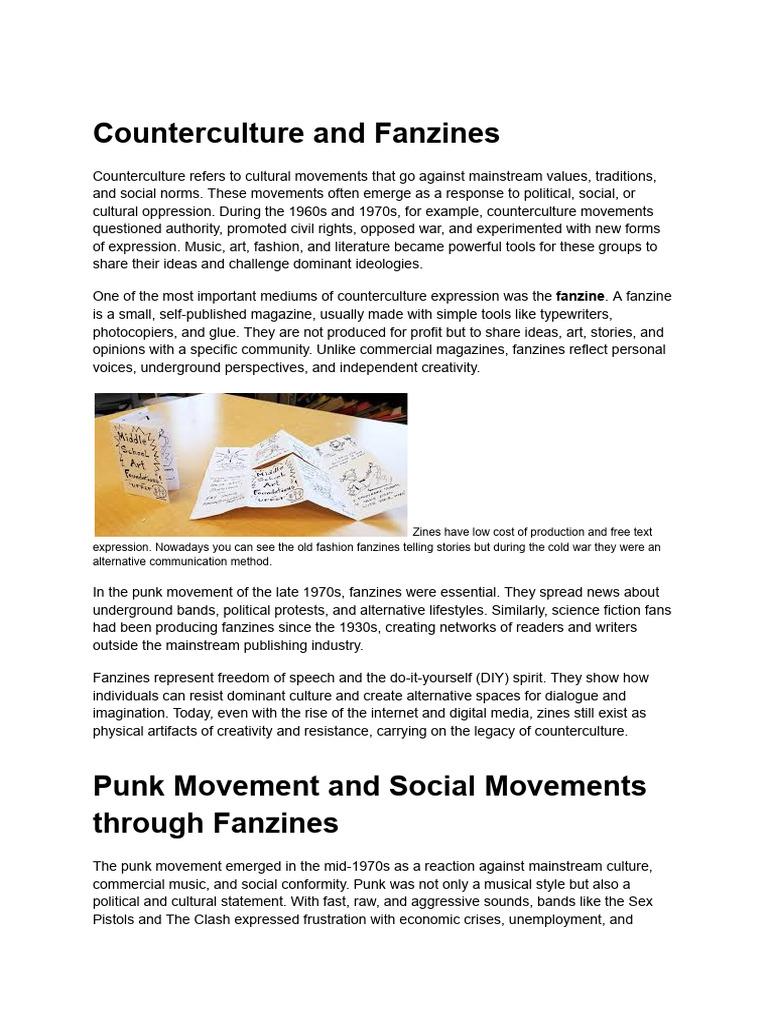 Counterculture, Zines and Punk Movement | PDF | Counterculture | Do It ...