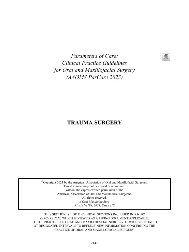 AAOMS Trauma Surgery Guidelines 2023 | PDF | Surgery | Human Tooth