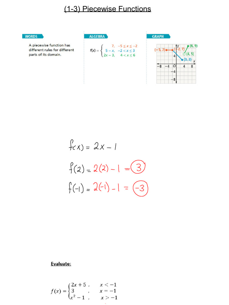 (1-3) Piecewise Functions 2 | PDF