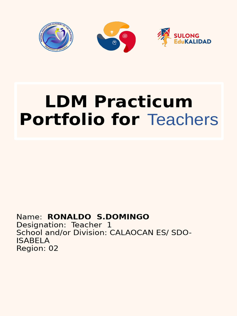 Suggested LDM Practicum Portfolio Template | PDF | Educational ...