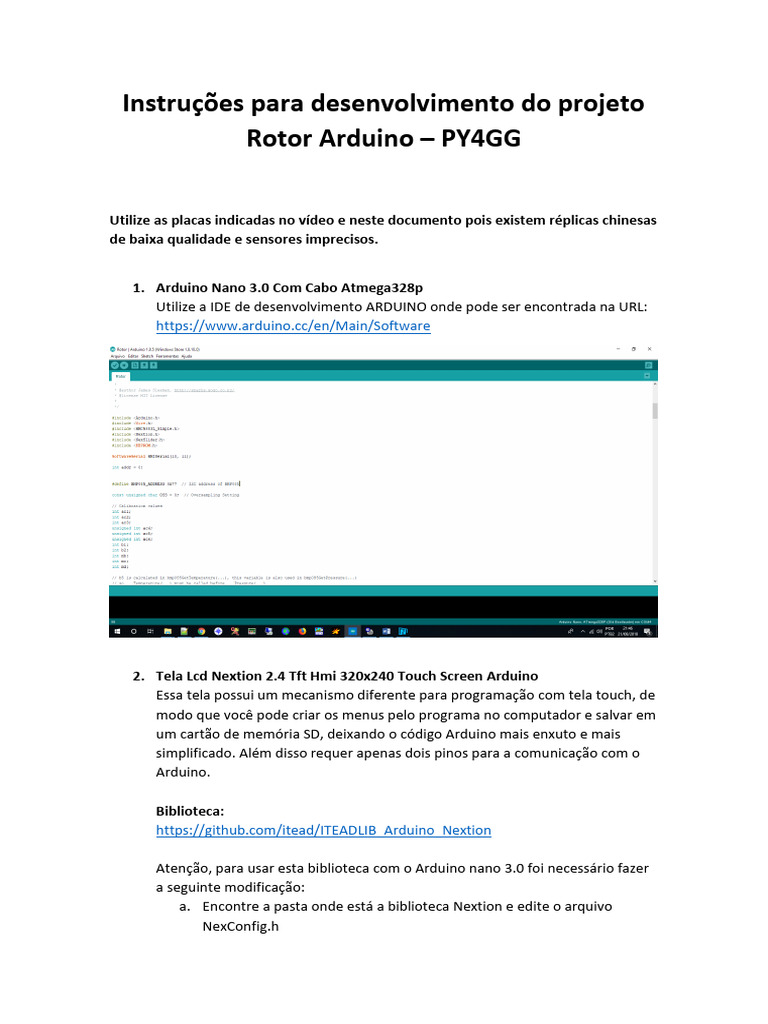 Projeto Rotor Arduino: Guia Completo | PDF | Arduino | Armazenamento de ...