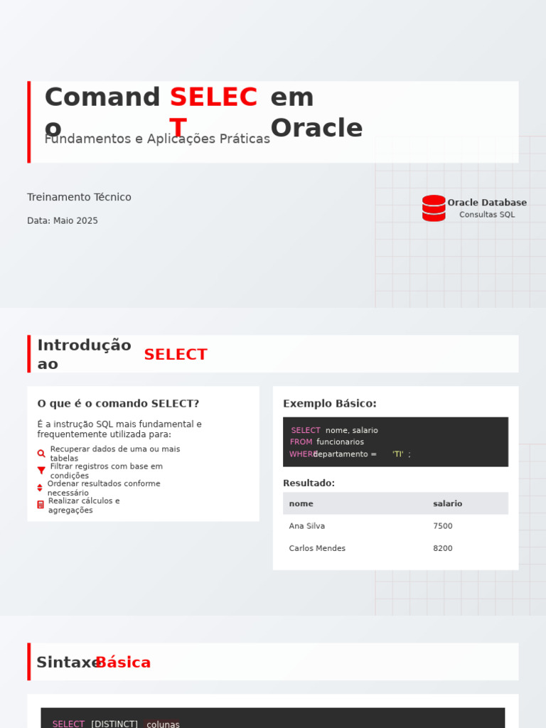 Comando SELECT Em Oracle | PDF