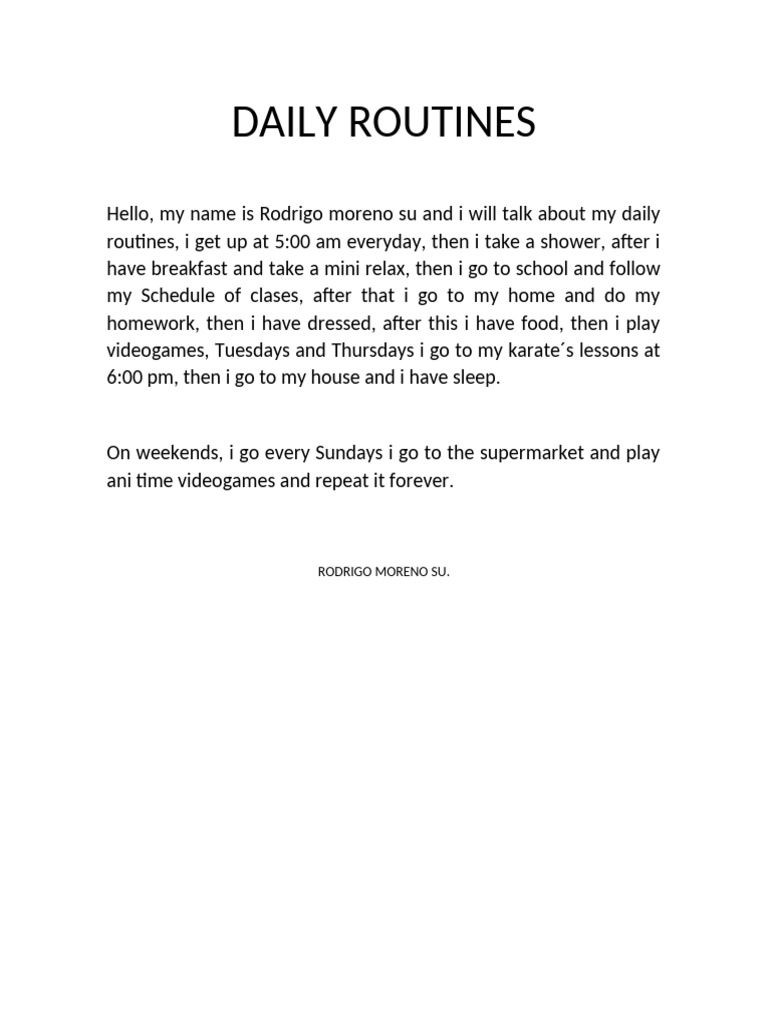 Rodrigo's Daily Routine Overview | PDF