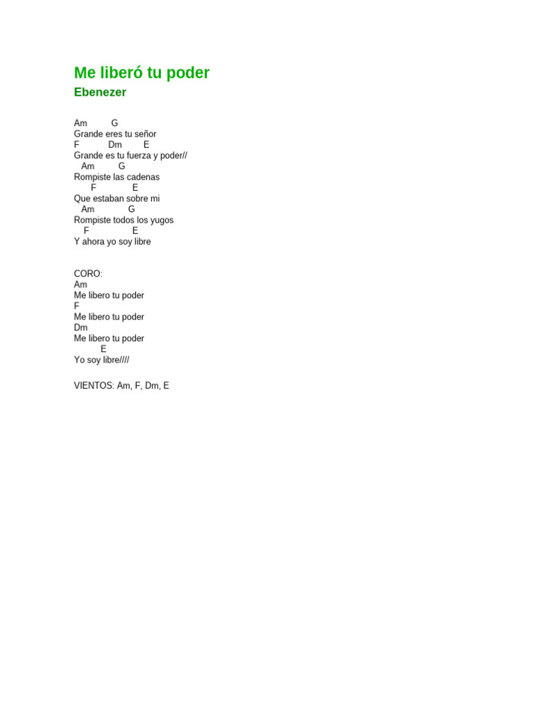 Me liberó tu poder - Ebenezer | PDF