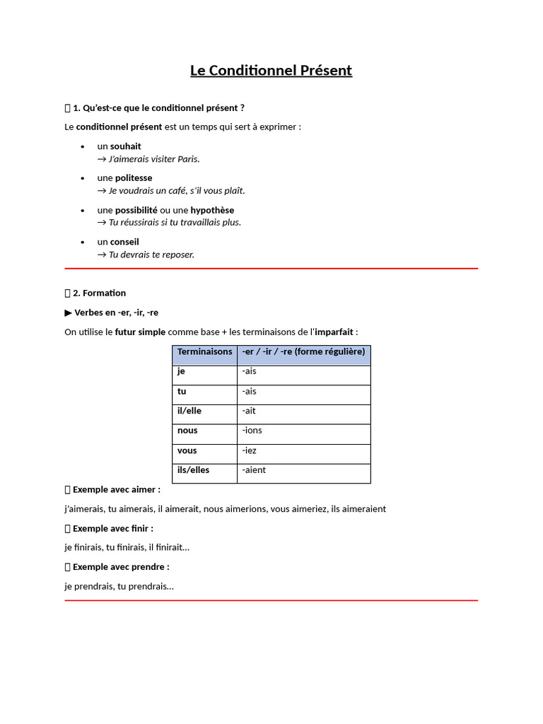 Comprendre le Conditionnel Présent | PDF