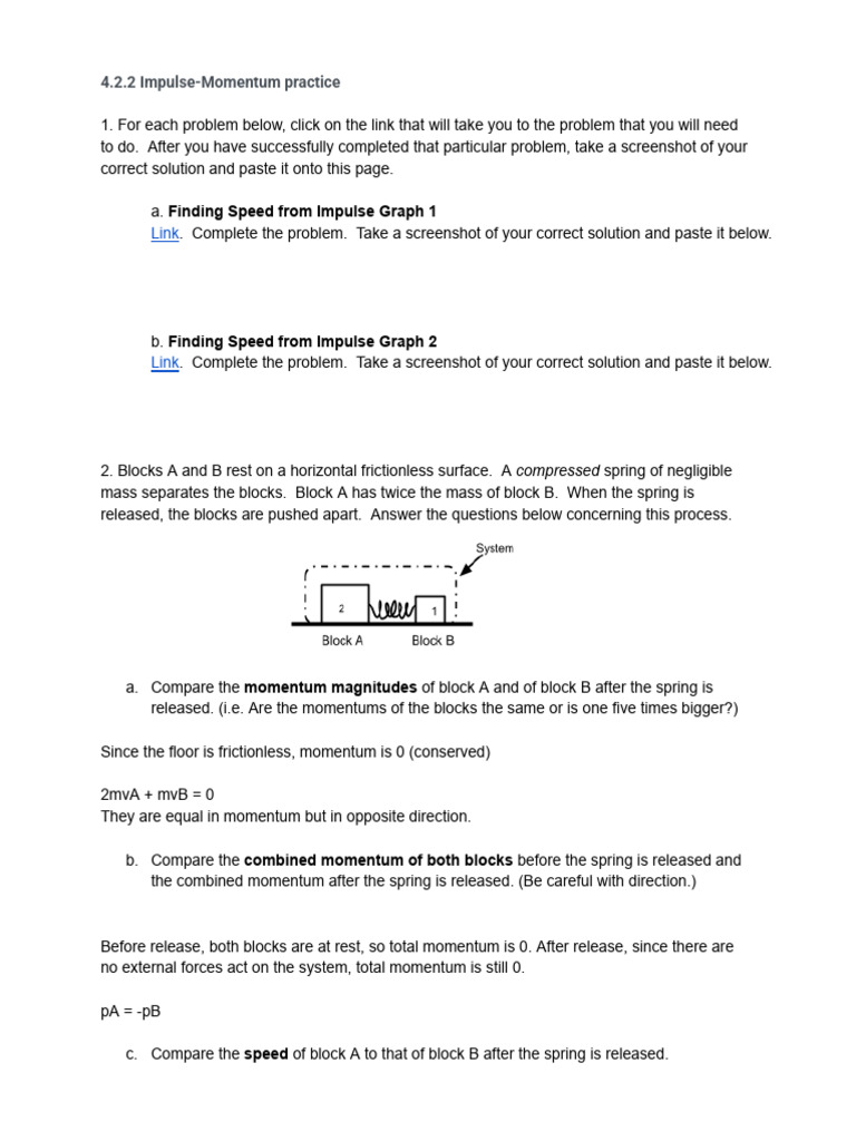 Betsy 4.2.2 Impulse-Momentum Practice | PDF | Force | Momentum