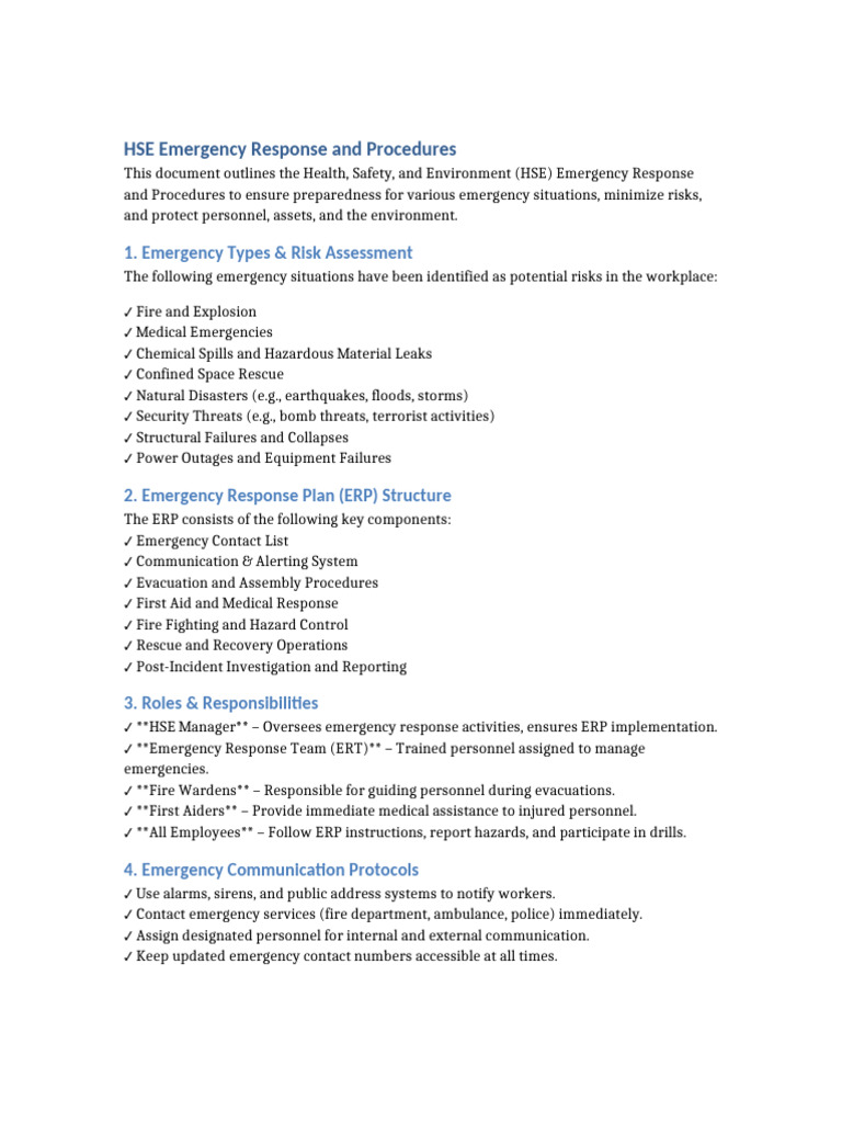 HSE Emergency Response Procedures Guide | PDF | Emergency | Emergency ...