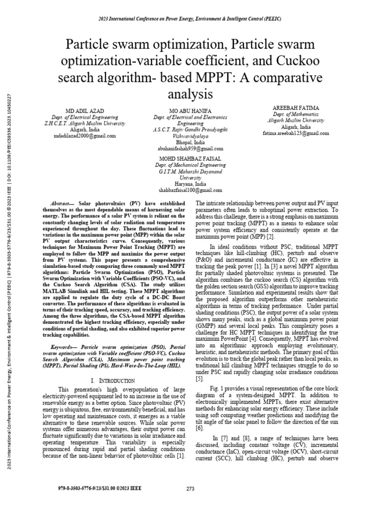 Particle Swarm Optimization Particle Swarm Optimization-Variable ...