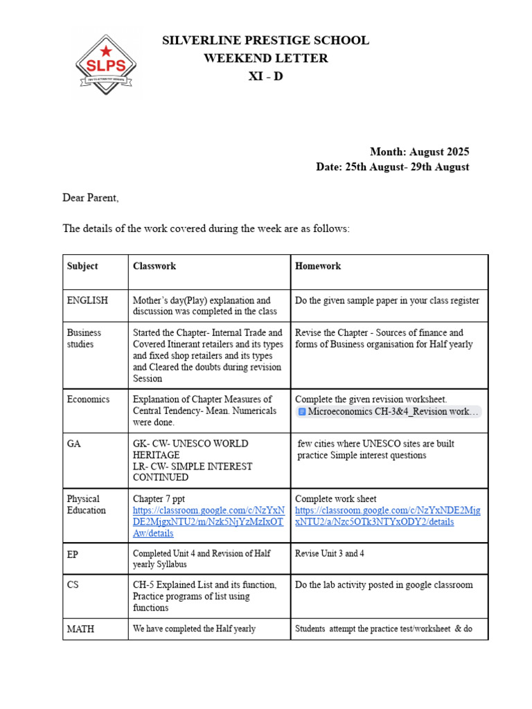Weekend Letter Xi D - 1 | PDF