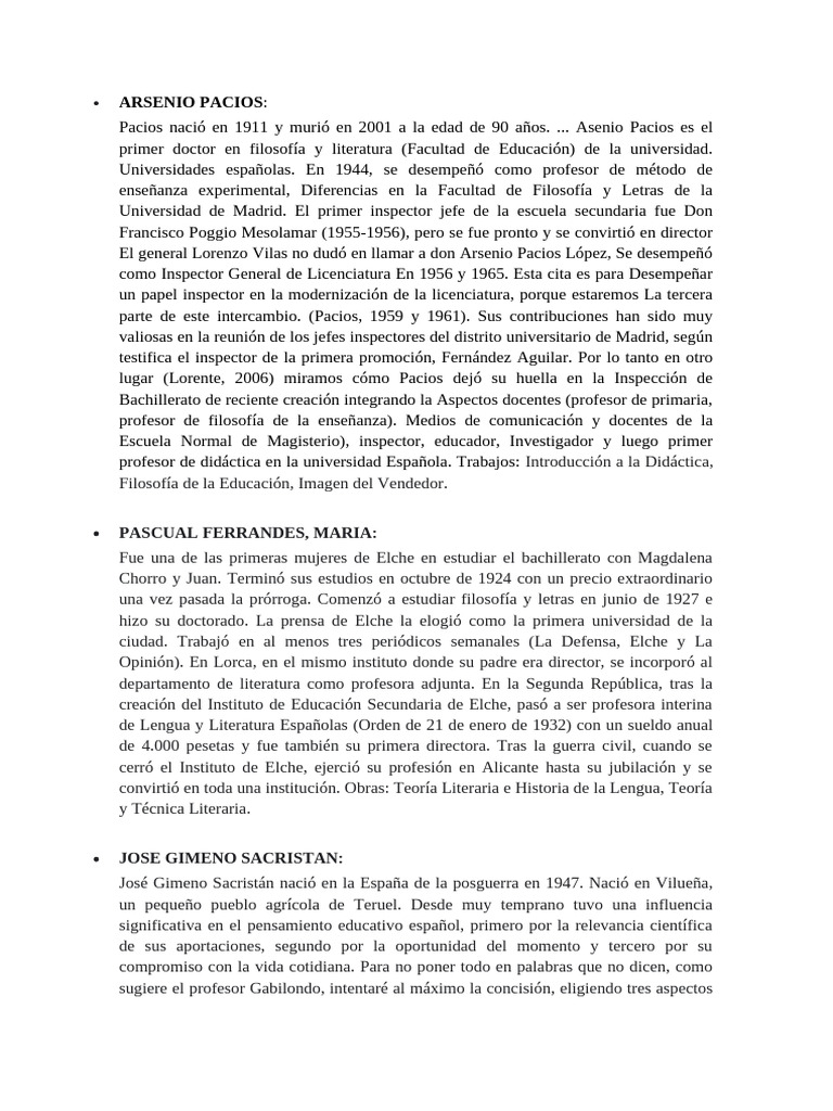 Biografias | PDF | Plan de estudios | Enseñando