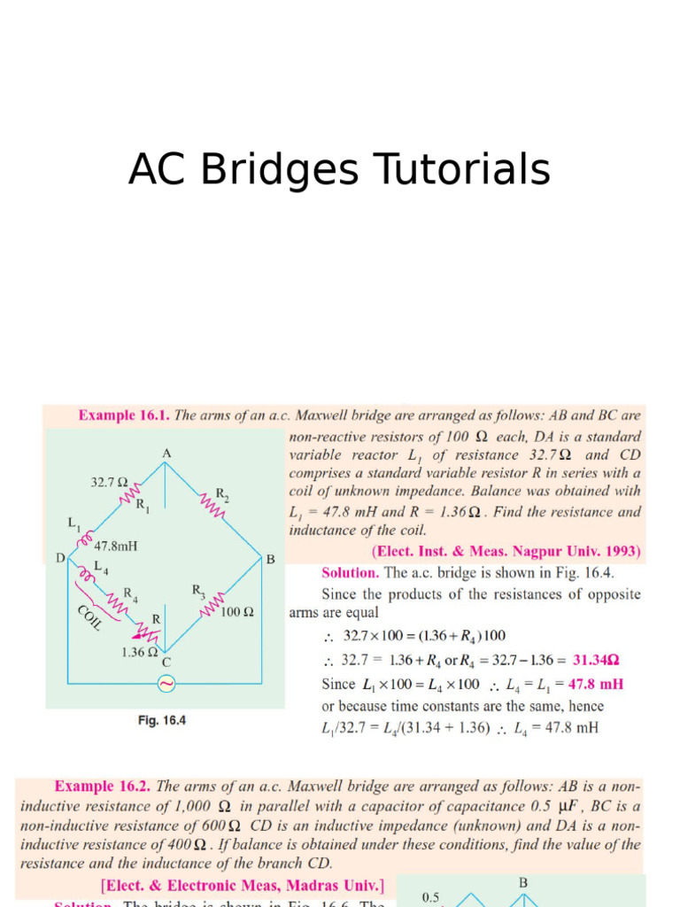 AC Bridges Tutorials | PDF