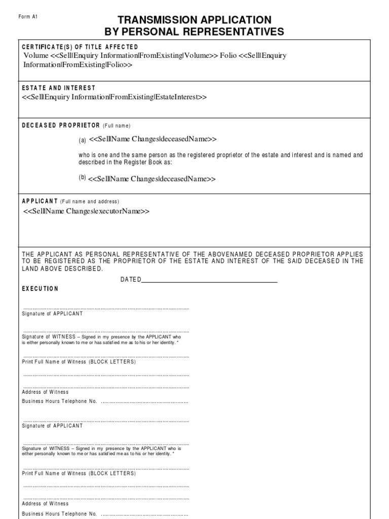 Transmission Application Form A1 | PDF
