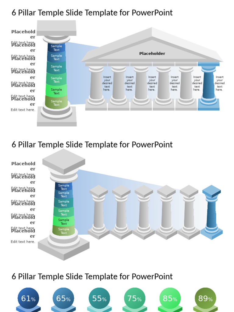 6 Pillar Temple PowerPoint Template | PDF