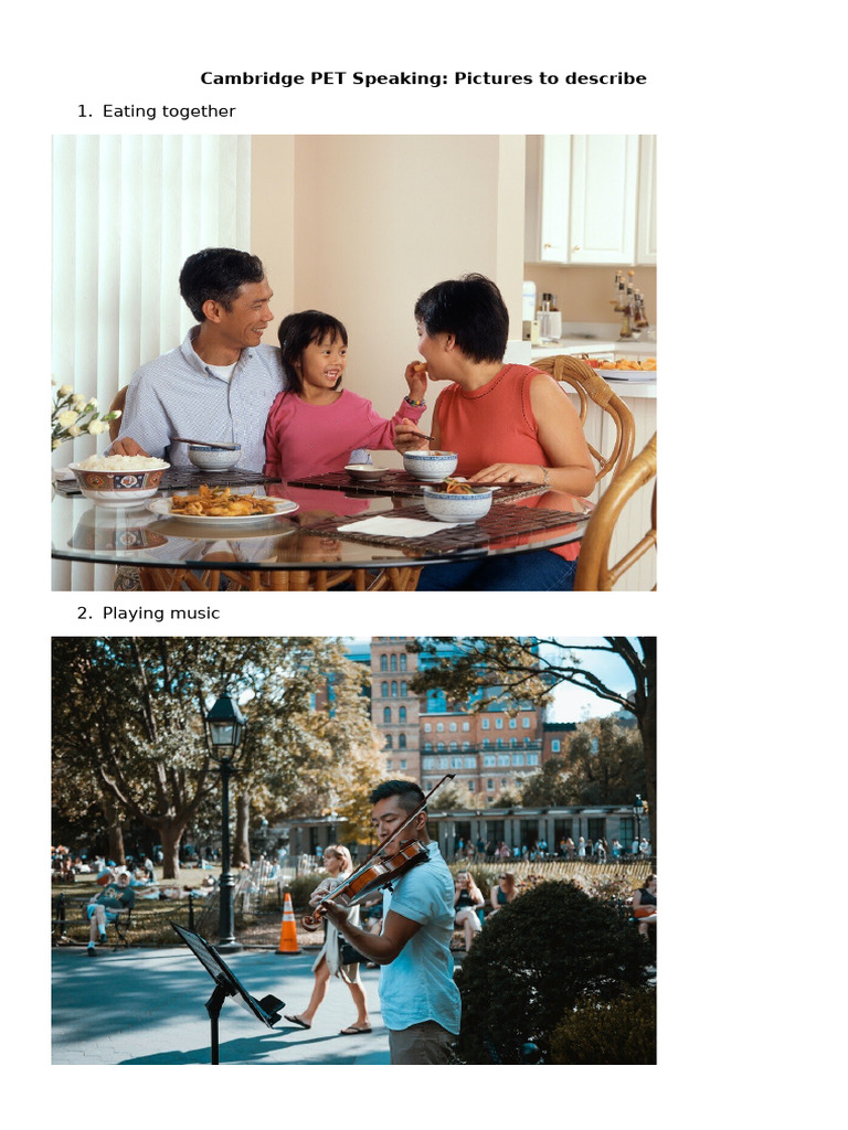 PET Speaking: Descriptive Picture Guide | PDF