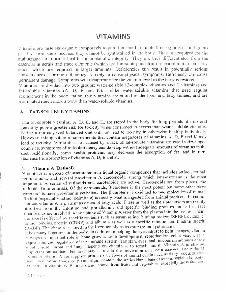Fat Soluble Vitamins Pdf