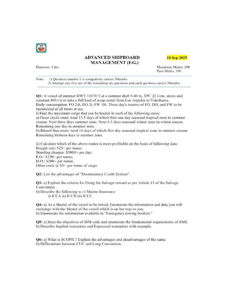 Asm Written Past Paper Sep-25 | PDF