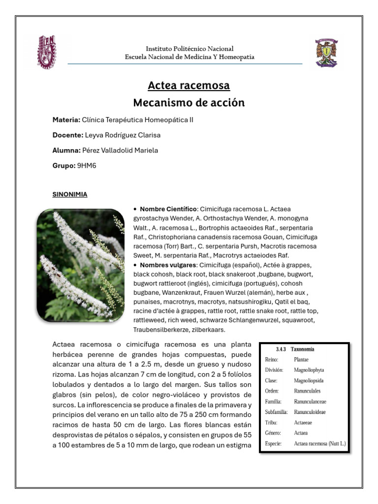 Actaea racemosa: Mecanismo y usos clínicos | PDF | Estradiol | Química