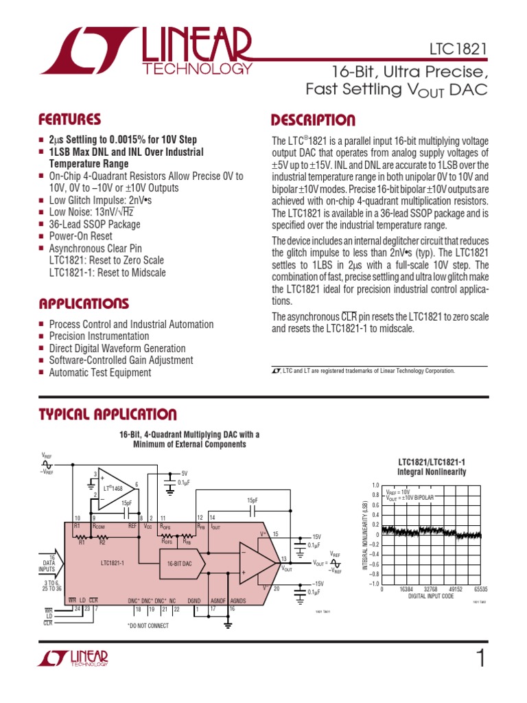 Linear - 16-Bit, Ultra Precise, Fast Settling VOUT DAC | PDF | Digital ...