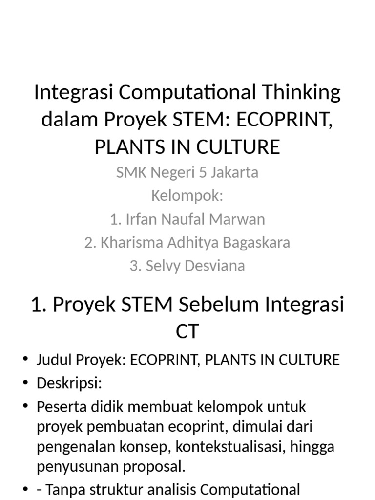 Integrasi Computational Thinking dalam Proyek STEM | PDF