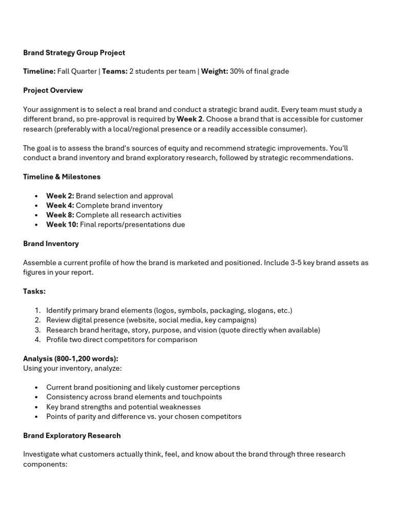 Brand Strategy Group Project - F25 | PDF | Brand | Business