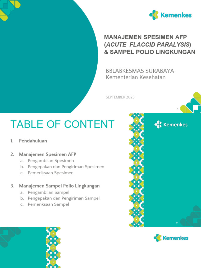 Manajemen Spesimen AFP & Sampel Polio Lingkungan | PDF