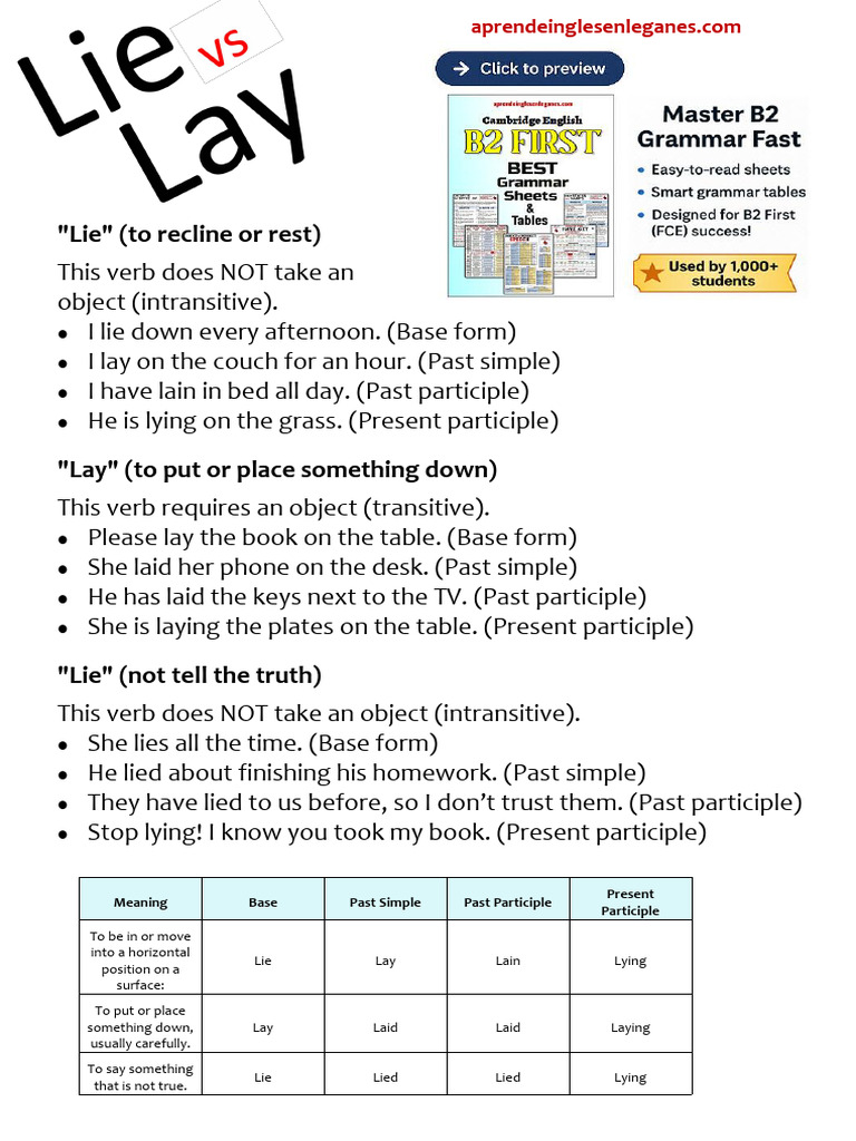 Lie Vs Lay | PDF