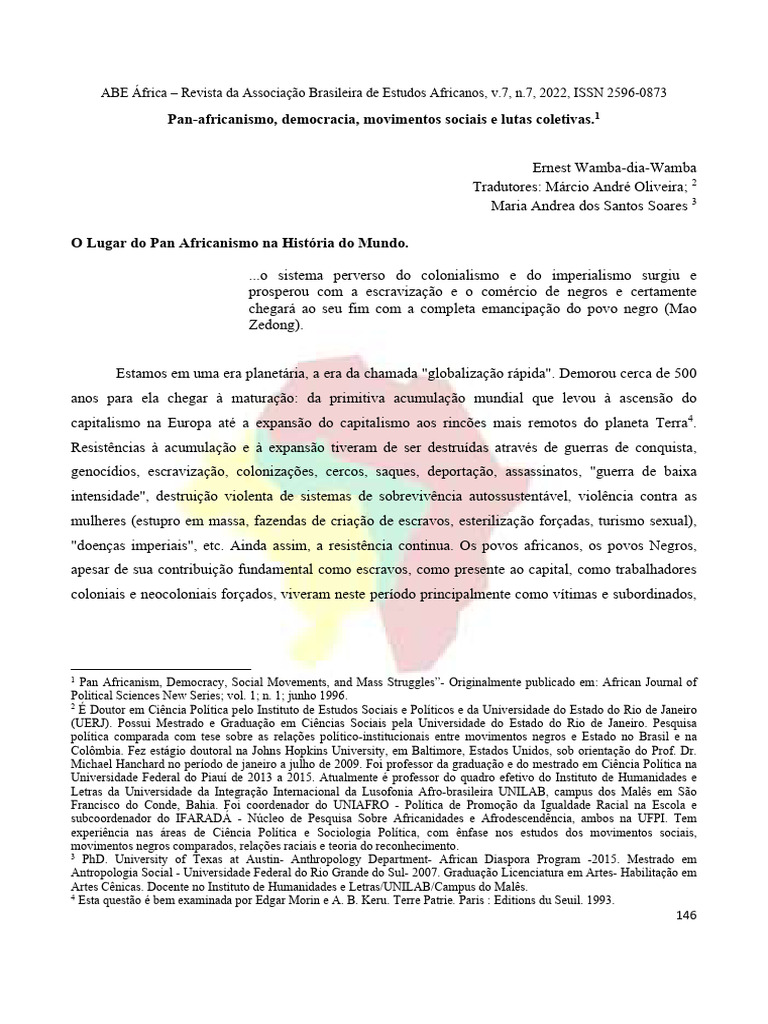 Pan-Africanismo e Lutas Coletivas | PDF | Democracia | Ideologias Políticas