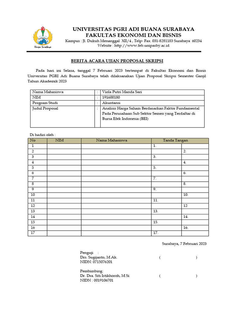 Berita Acara Sempro Full | PDF