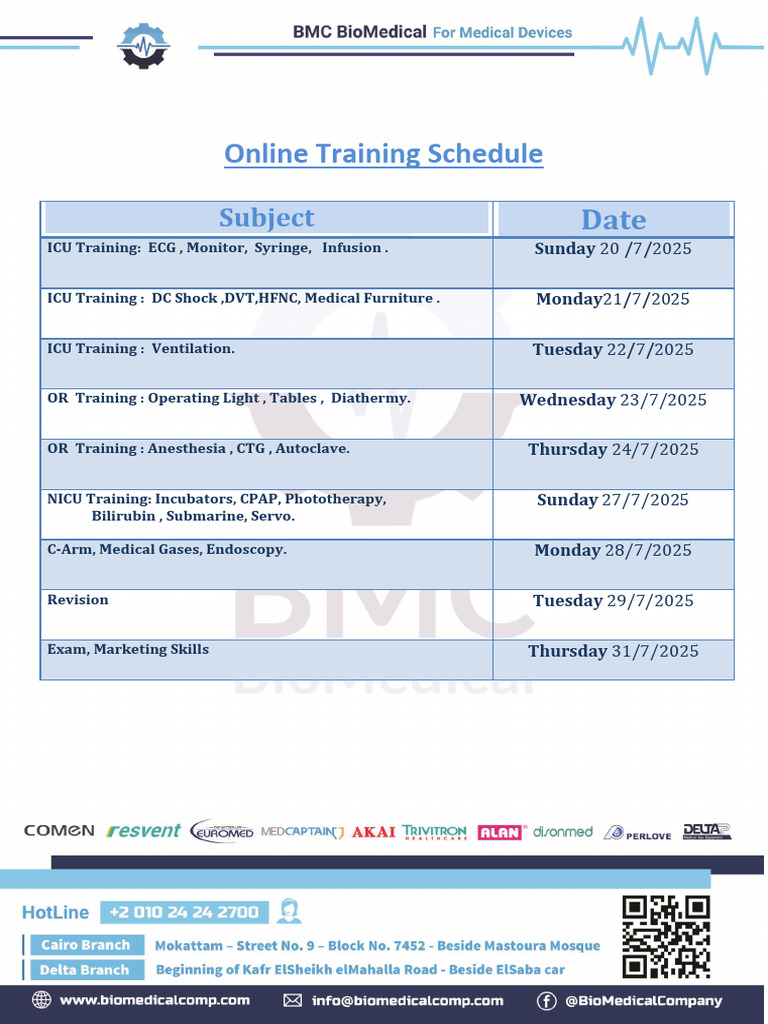 Training Schedule - 2025!7!15 | PDF